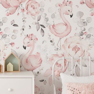 Girls Pink Theme Nursery Wallpaper, Peony Peel & Stick Floral Wallpaper ...