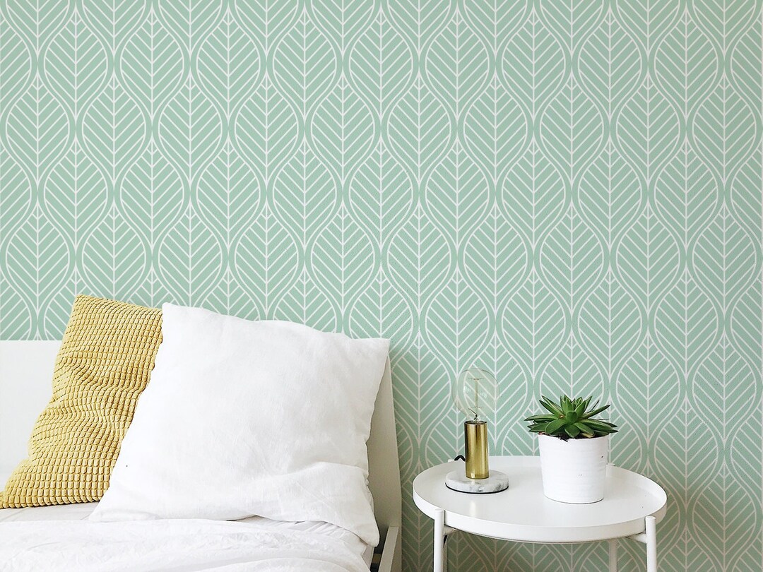 Pale Green Wallpaper, Minimal Modern Green Pattern Wallpaper, Geometric ...
