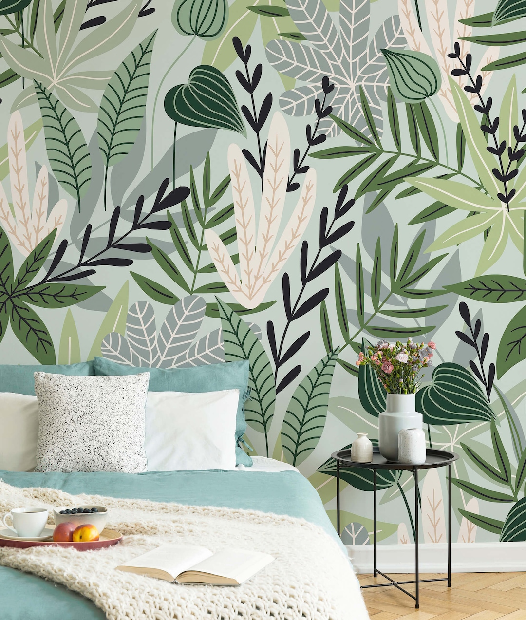 Tropical Jungle Wallpaper, Botanical Wallpaper, Leafy Branch Wallpaper ...