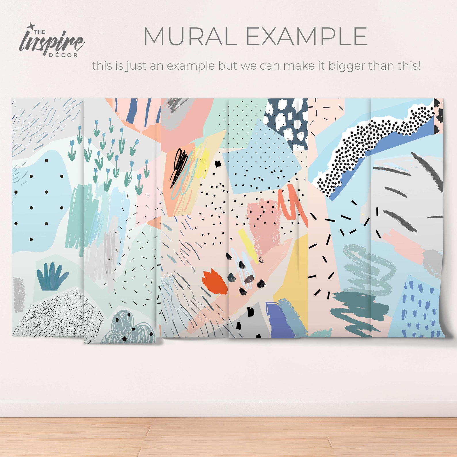 Colorful Abstract Shapes Art Wall Mural Modern Bedroom - Etsy