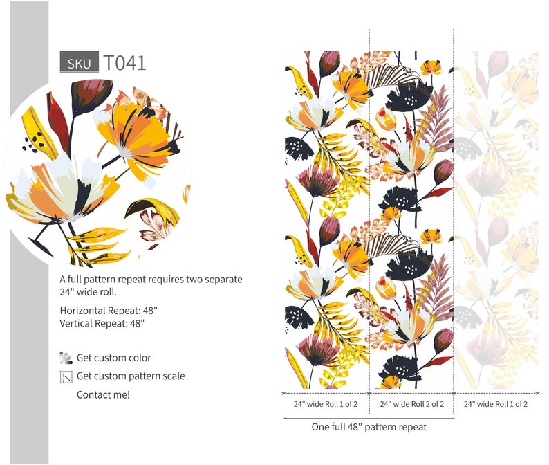 Big Bold Flower Wallpaper Large Floral Wallpaper Self - Etsy