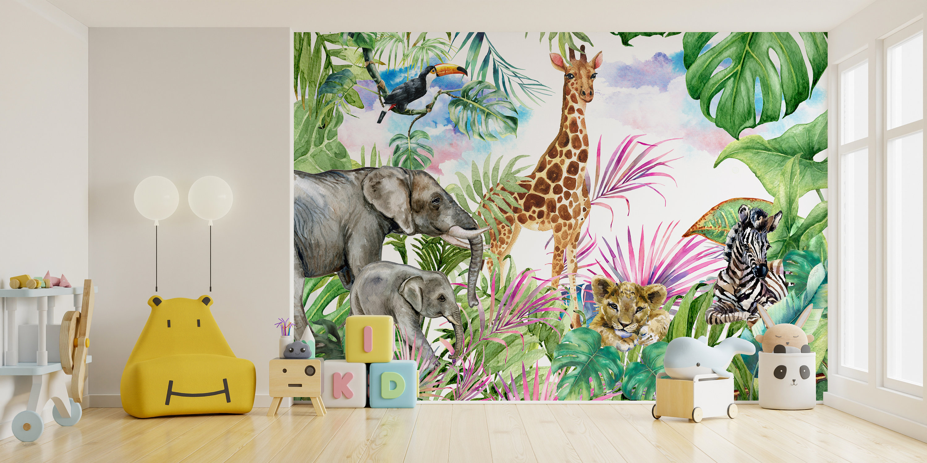 Kid's Jungle Safari Wallpaper Nursery Wallpaper Peel and - Etsy UK