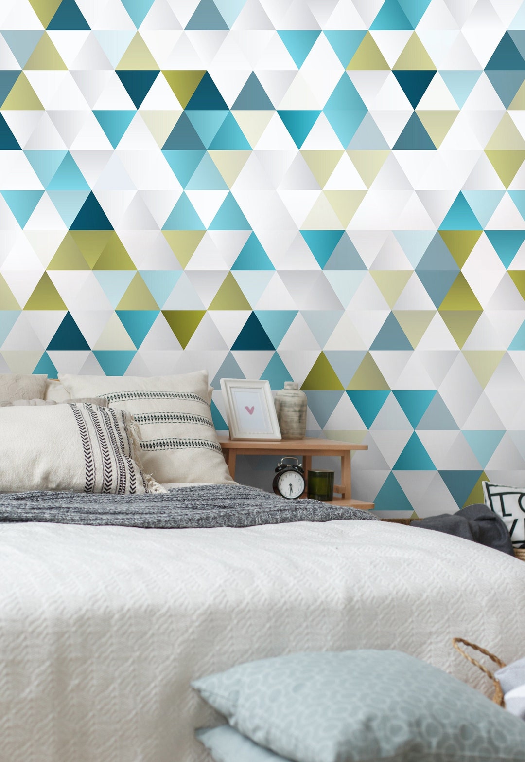 Mid-century Modern Geometric Wallpaper, Triangle Abstract Wallpaper ...