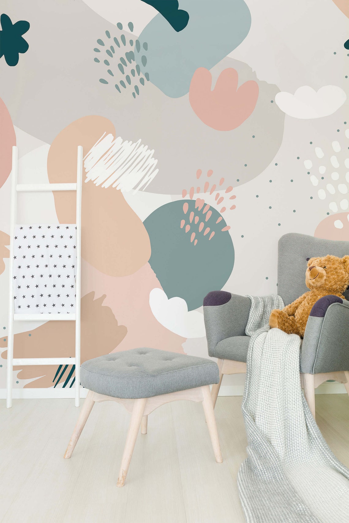Abstract Modern Wallpaper Neutral Tones Kid's Wall Mural - Etsy