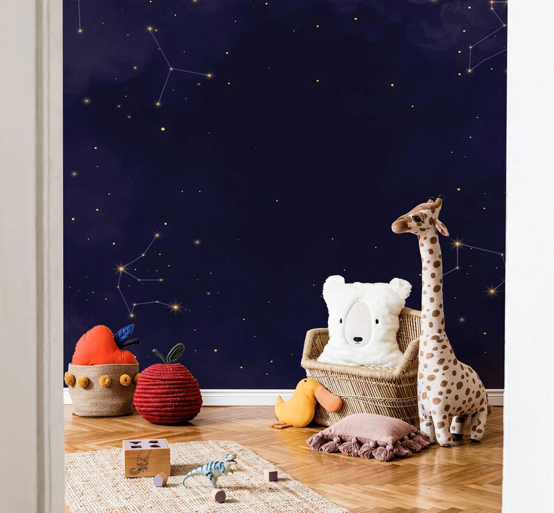 Big and Small Constellations Wallpaper Night Sky Kids Wall - Etsy