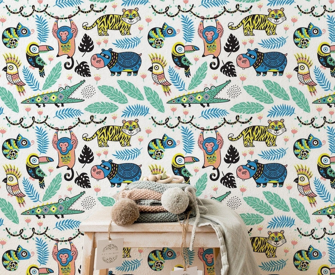 Funky Wallpaper, Tropical Jungle Wallpaper, Fun 80s Style Wallpaper ...