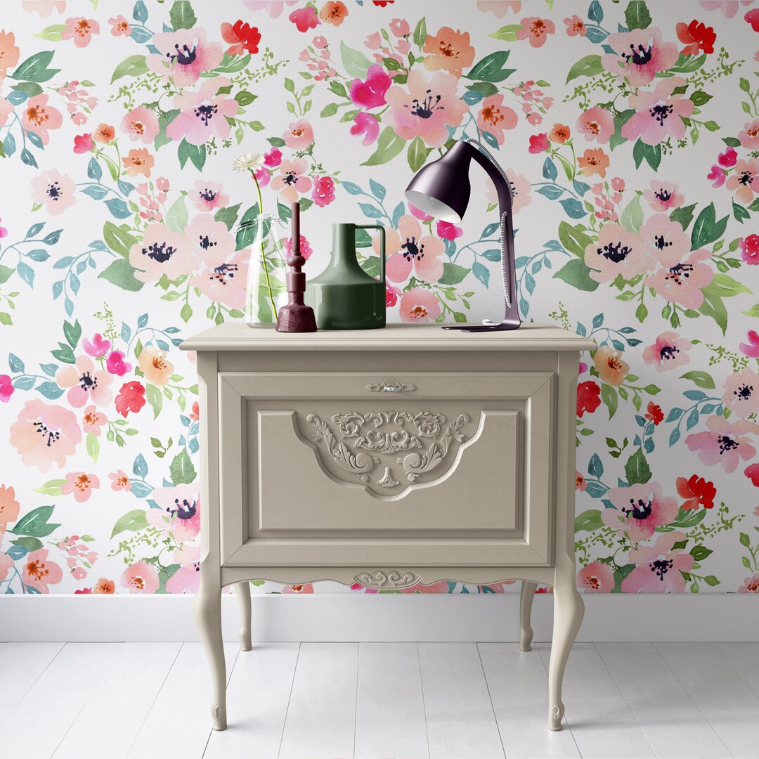 Decorative Wallpaper, Flowers Wall Mural, Nursery Wall Decor, Floral ...