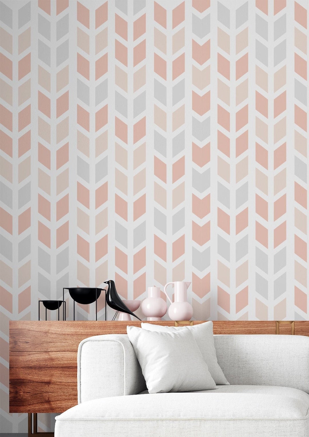 Geometric Stripes, Peel & Stick Wallpaper, Knitted Geometric Pattern ...