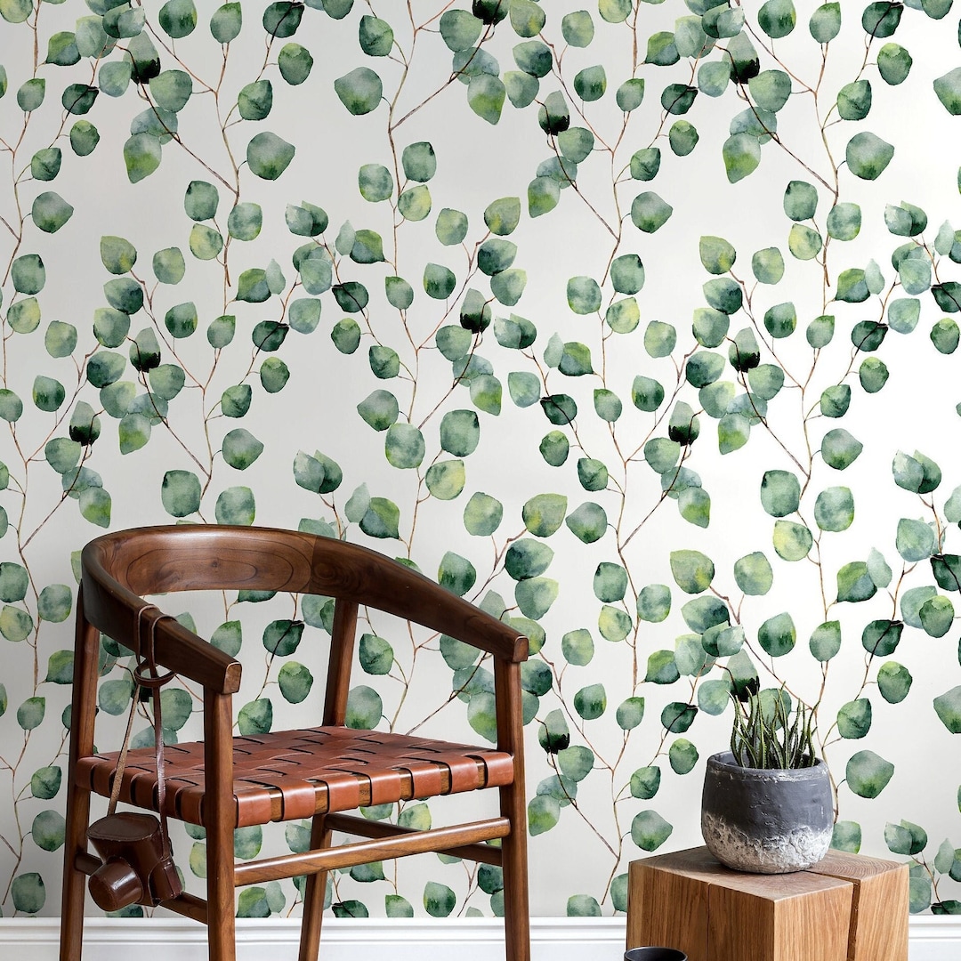 Simple Nature Wallpaper, Eucalyptus Botanical Wallpaper, Rustic Leafy ...