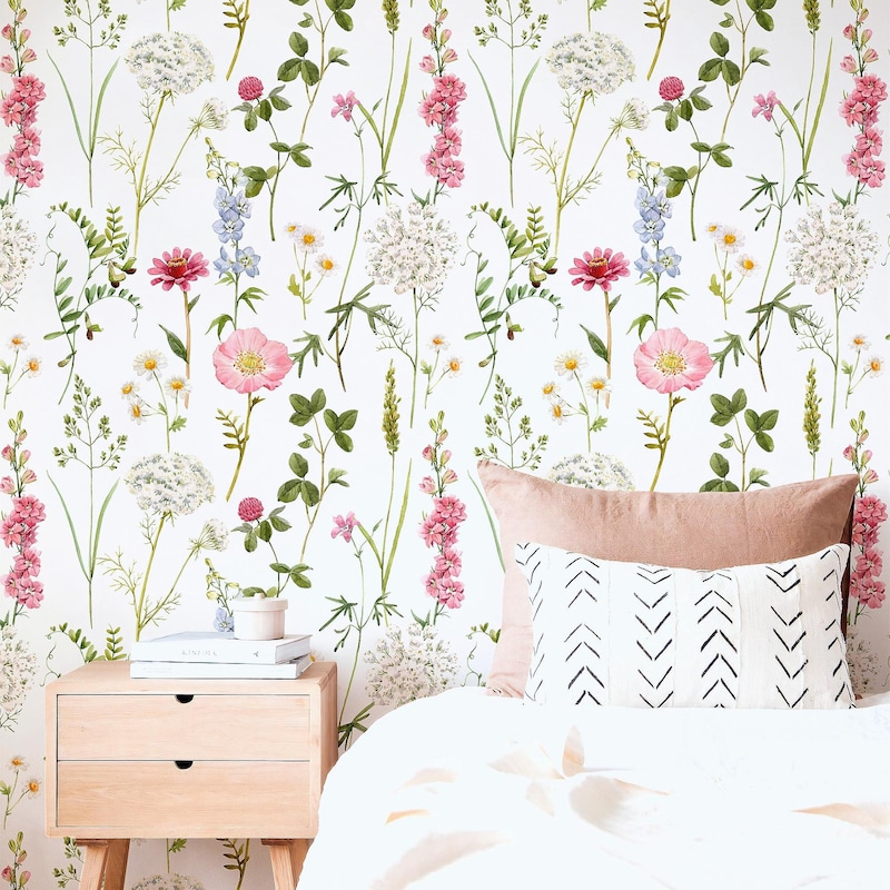 Wild Flower Wallpaper - Etsy
