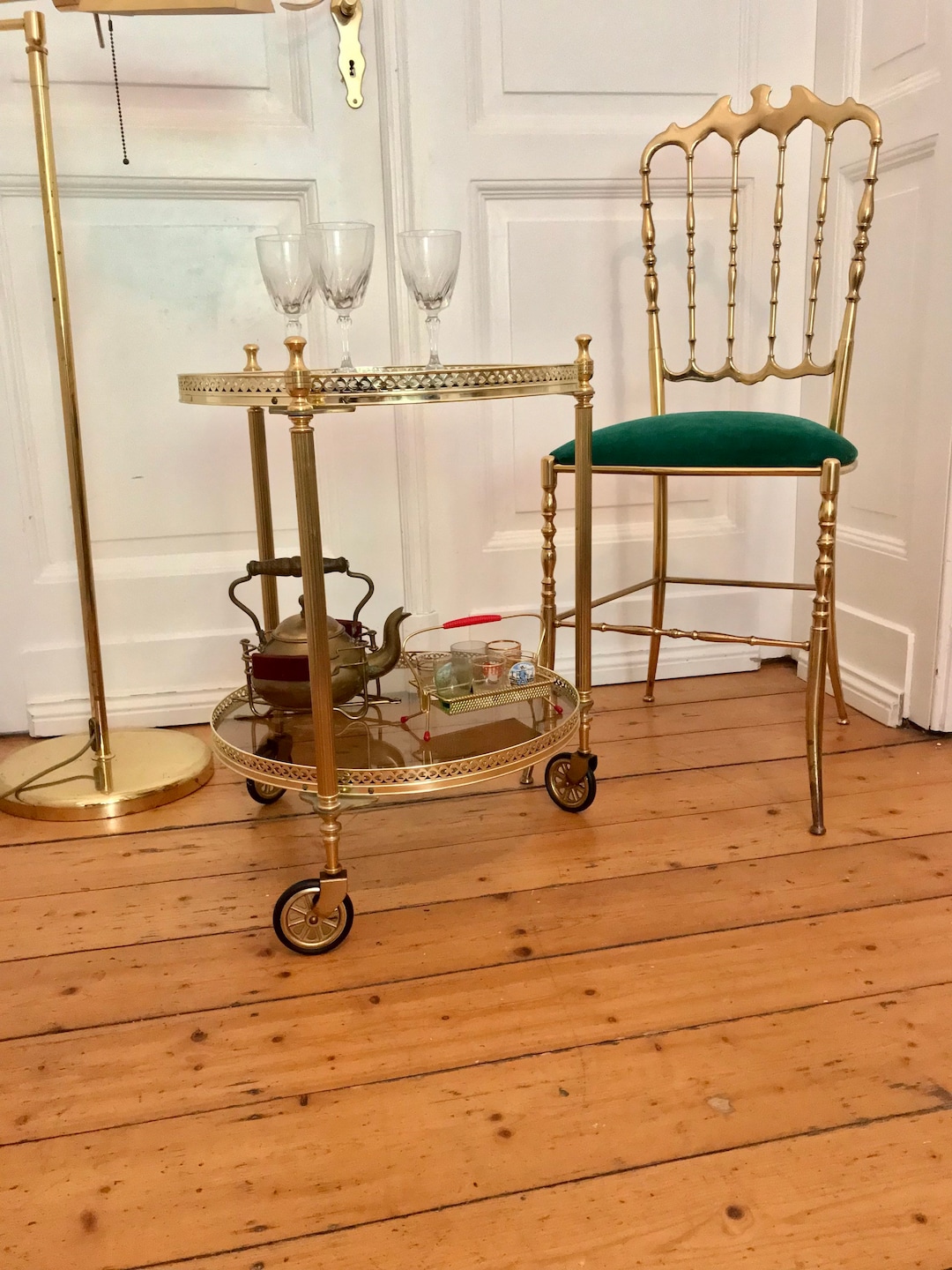 Representative Brass BAR CART-TEA CART-SERVING CART in Round Shape ...