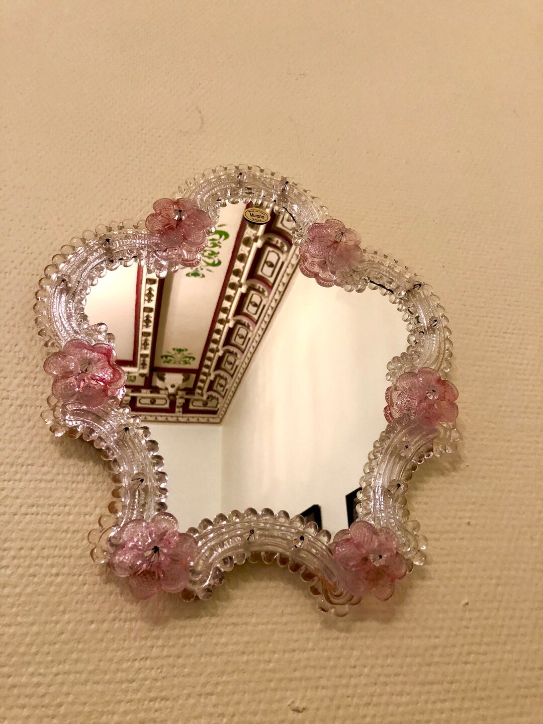 Fine Antique Murano Venetian Mirror With Beautiful Glass Ornaments and ...