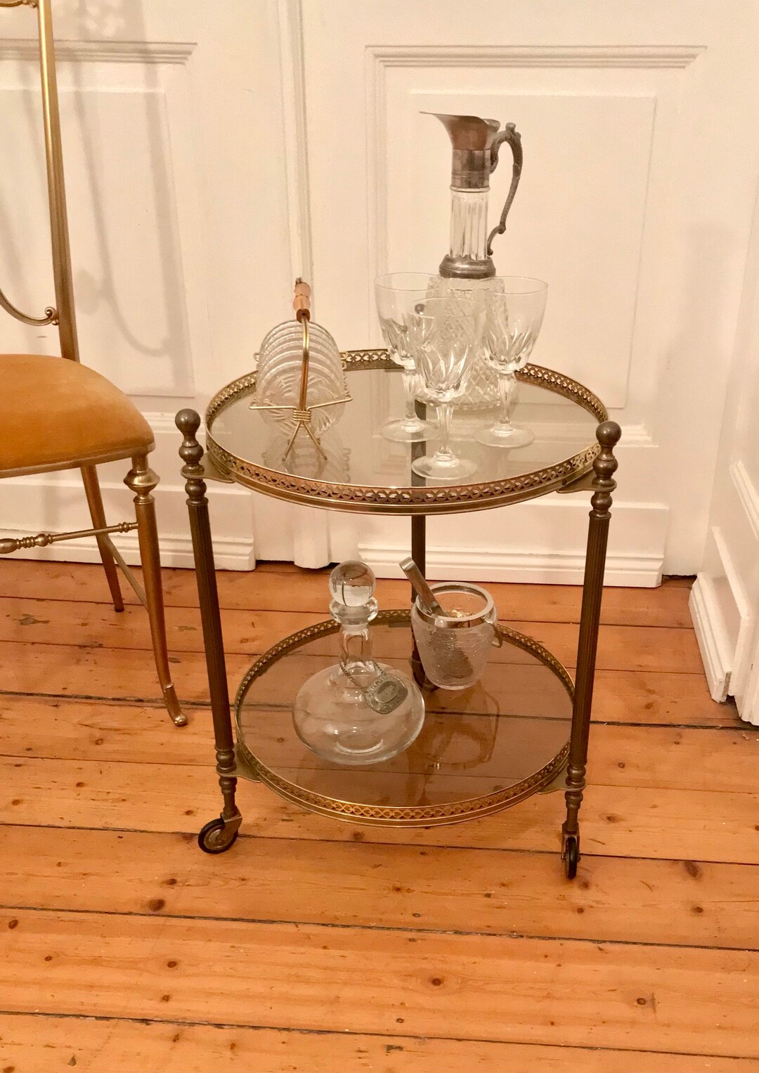 Representative Brass BAR CART-TEA CART-SERVING CART in Round Shape ...