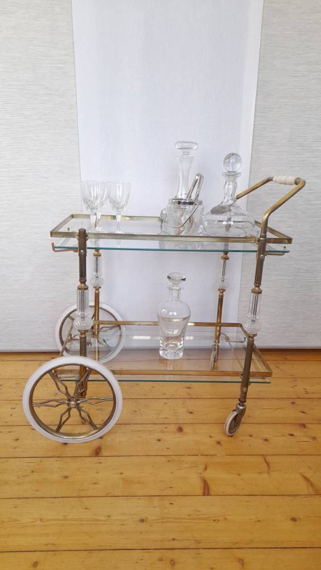 Art Deco BAR CART SERVING CART Tea Cart Vintage Unique Brass Vs Bohemia ...