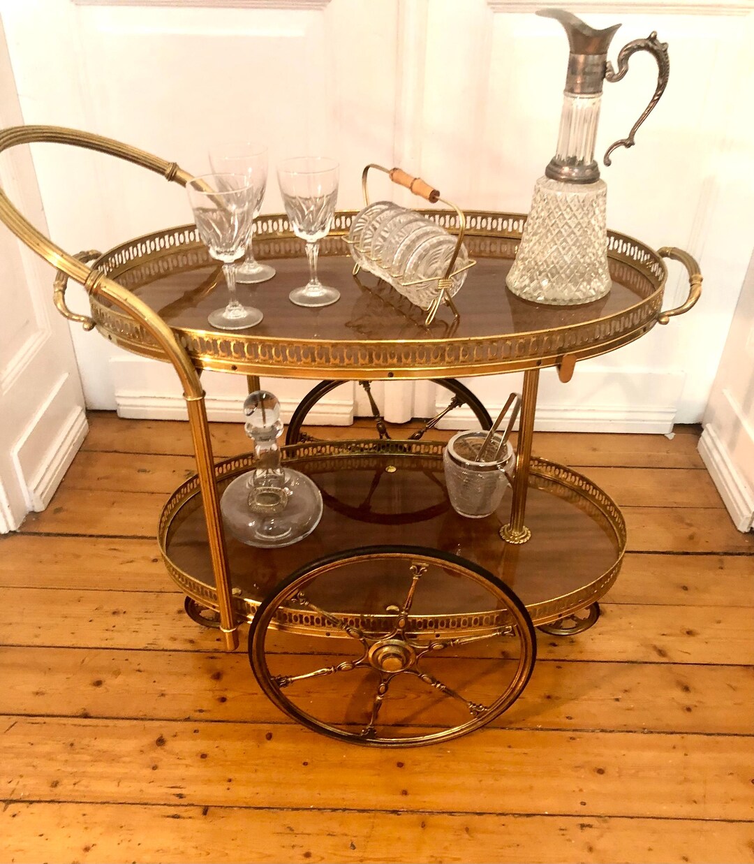 Italian Empire Style Serving Trolley by Fratelli-orsenigo, Solid Brass ...