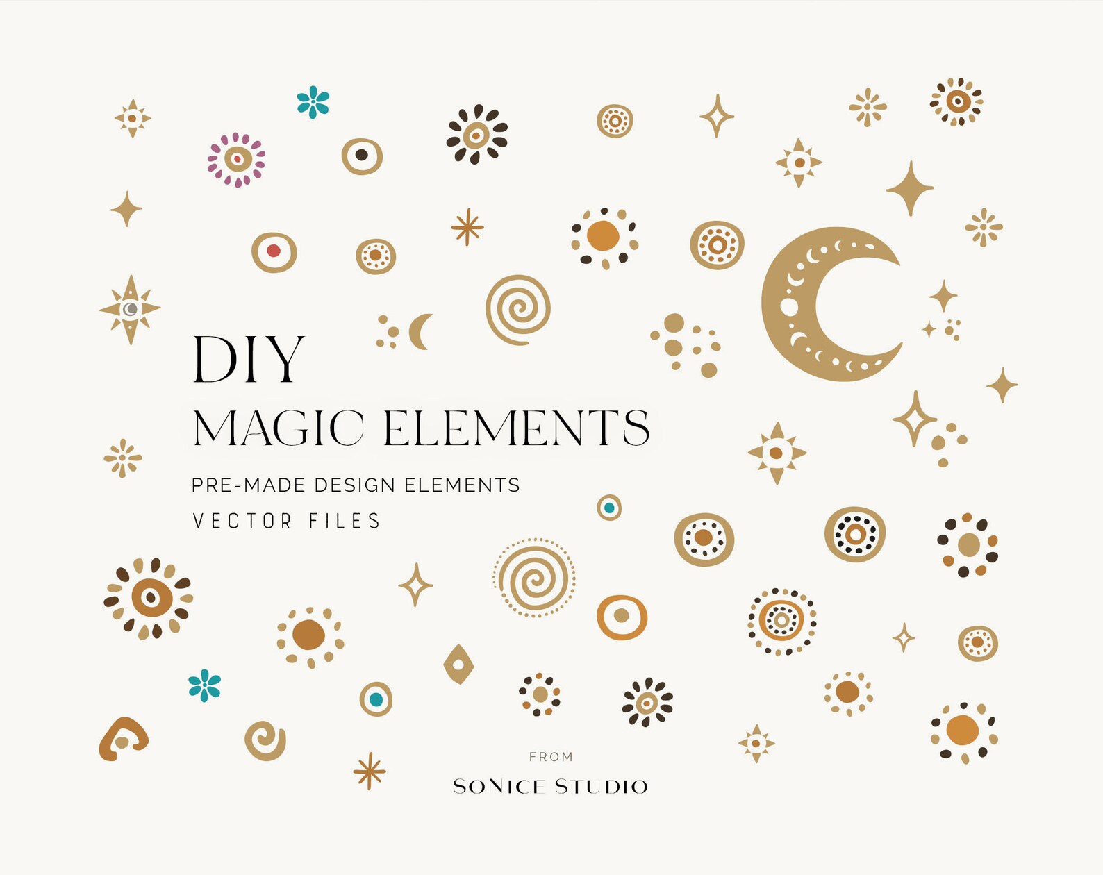 Spiritual Vector Design Elements Clipart Magic Art Elemental Elements ...