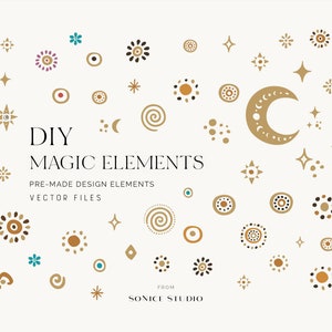 Spiritual Vector Design Elements Clipart Magic Art Elemental Elements ...