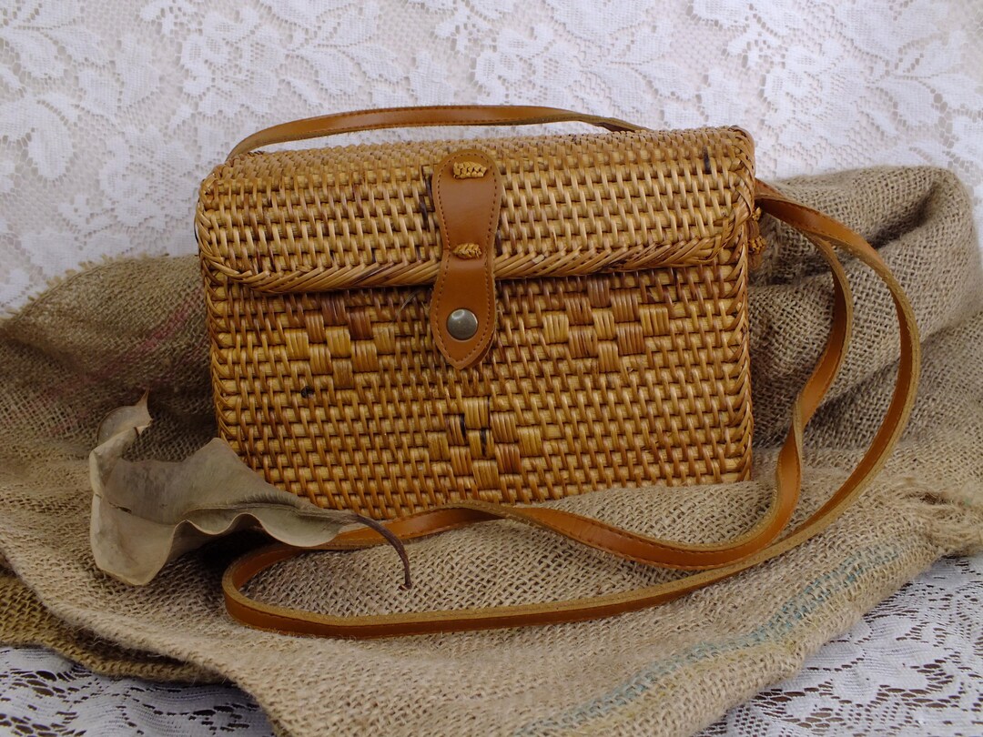 Cane Handbag With Leather Strap. - Etsy