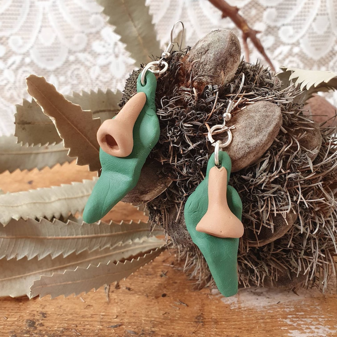 Eucalyptus Gumnut & Gumleaf Handmade Polymer Clay Dangle - Etsy