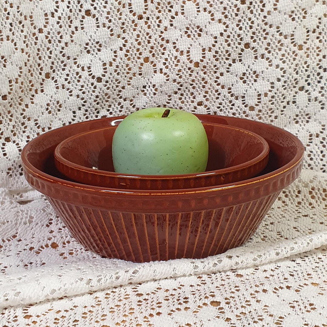 Vintage Pyrita Ware Earthenware Fireproof Pottery Bowl Pair. 1940s ...