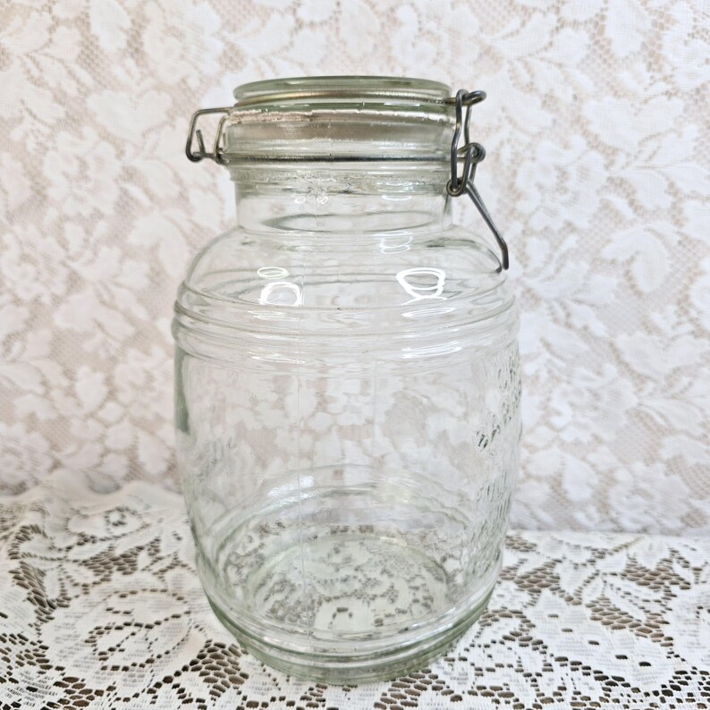 Vintage Cracker Barrel Style 3 Quarts Glass Jar Bale Locking Lid - Etsy