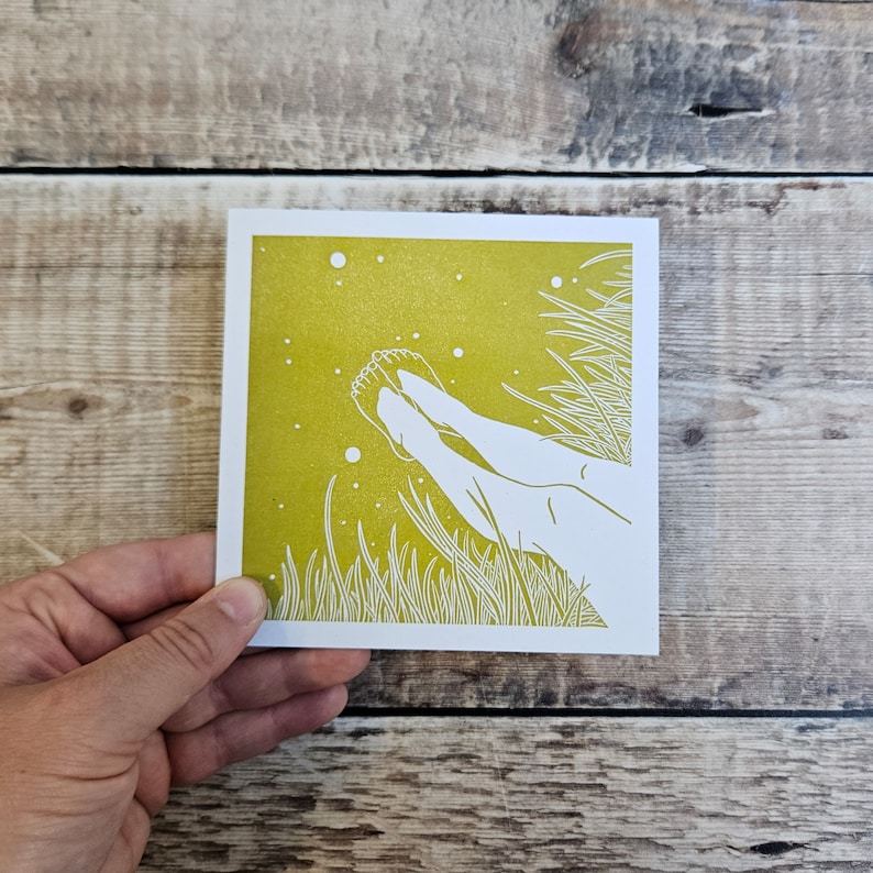 Both Feet in Greetings Card: Feet in Water, Chartreuse Green, Wild ...