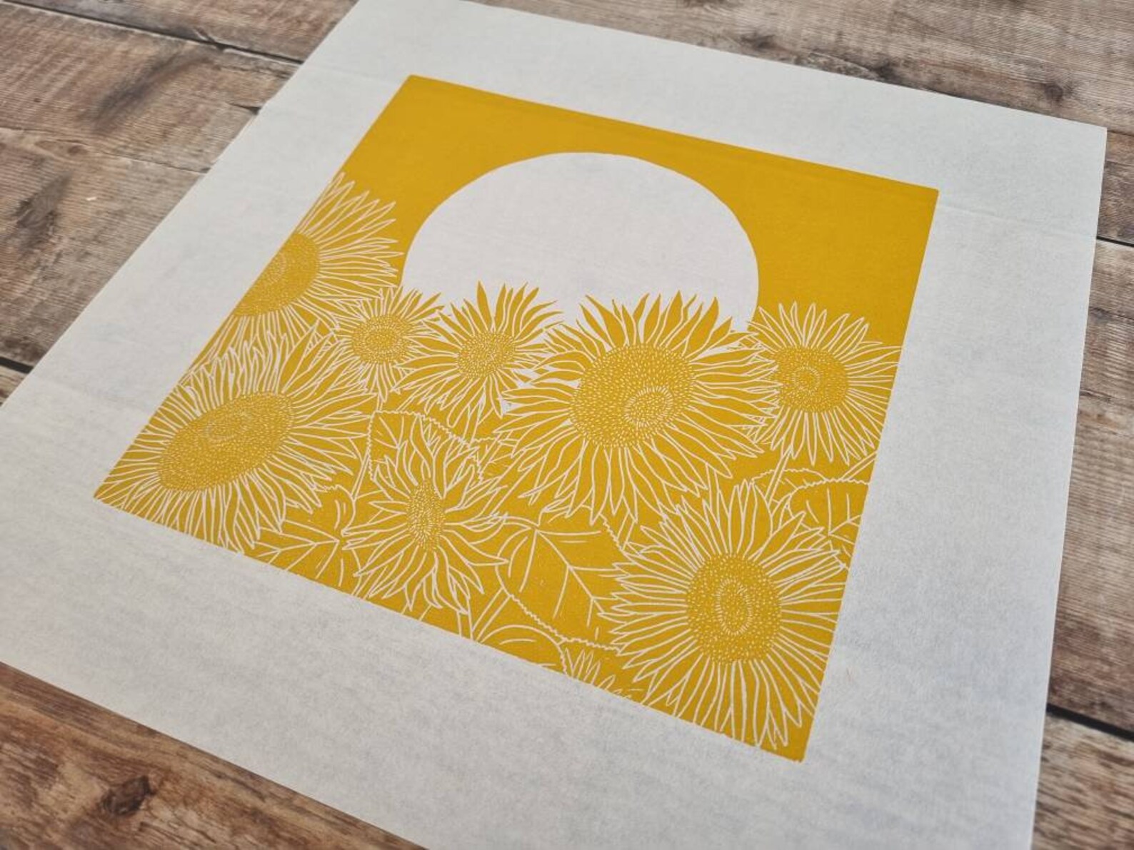 Sunflower Field Original Linocut Print of a Field of - Etsy UK