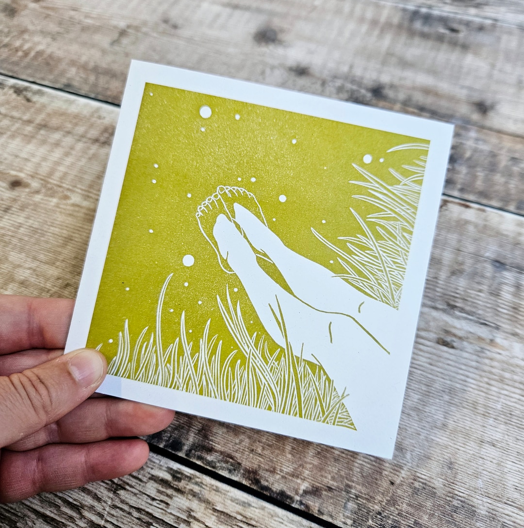 Both Feet in Greetings Card: Feet in Water, Chartreuse Green, Wild ...