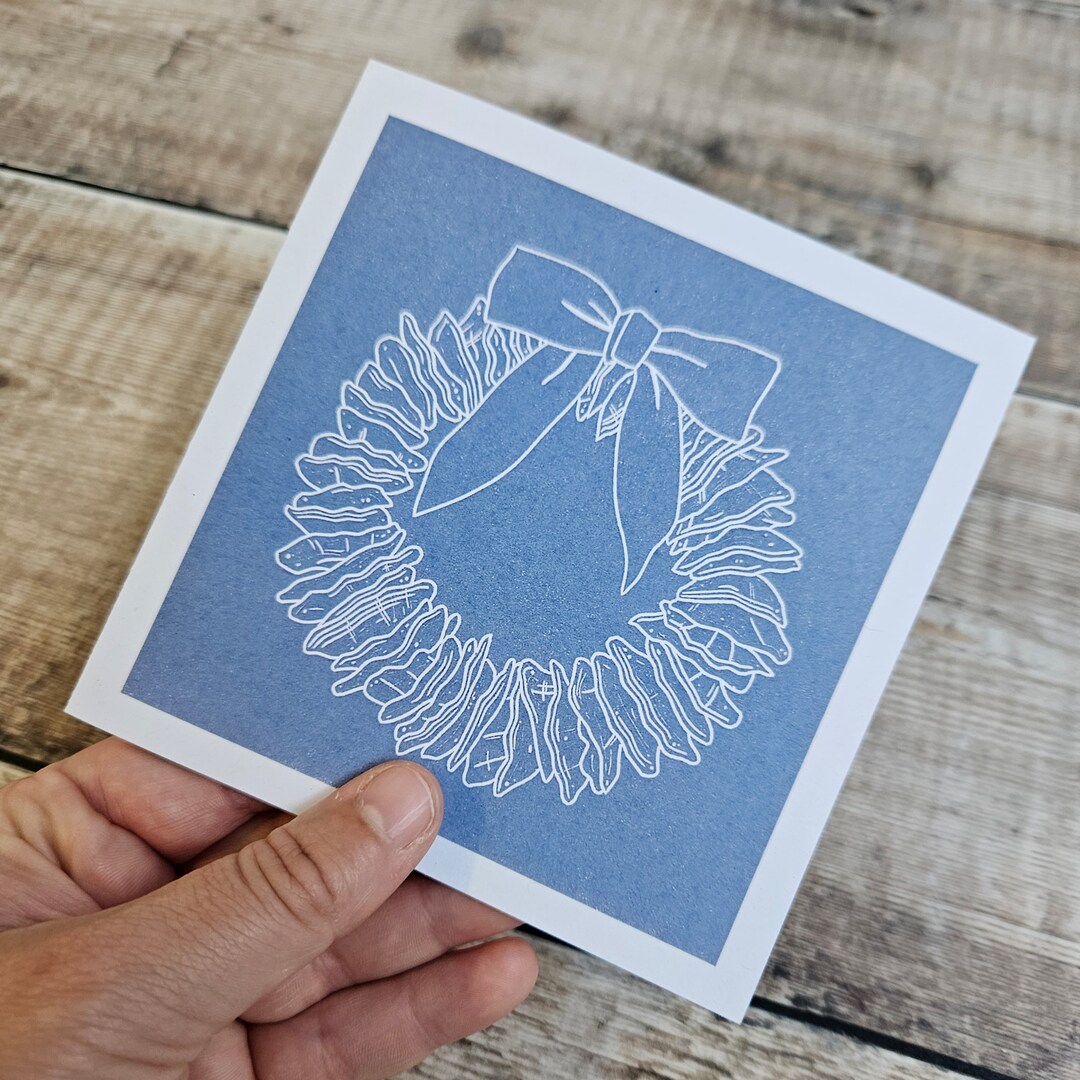 Oyster Shell Wreath- Single Square Greetings Card With Recycled Brown ...