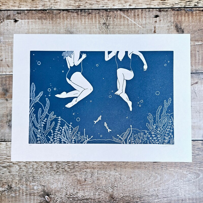 Swimming Print - Etsy