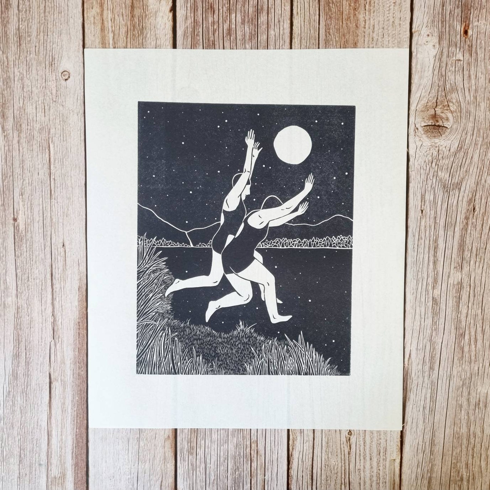 Midnight Splash Original Second Edition Linocut Print of Two - Etsy