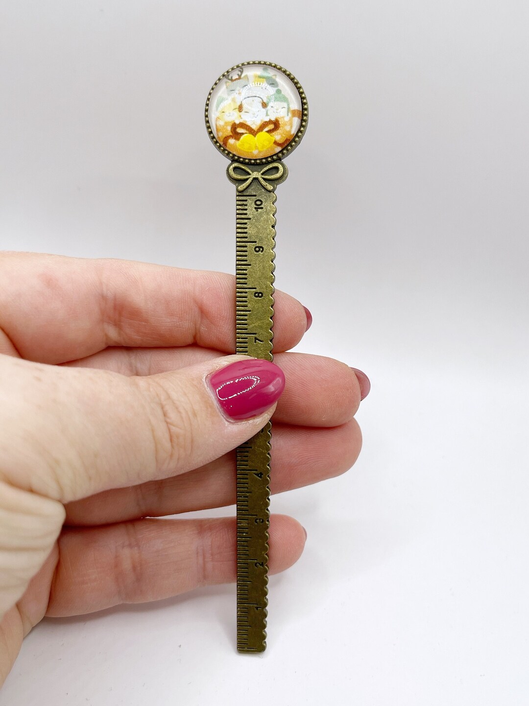Ruler Bronze Page Mark 10cm Personalized With an Oval Glass Cabochon ...
