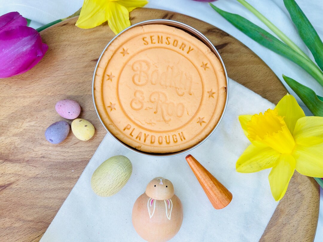 Peach Orange Bunny Playdough Kit//spring Rabbit Peg Doll Set Easter ...
