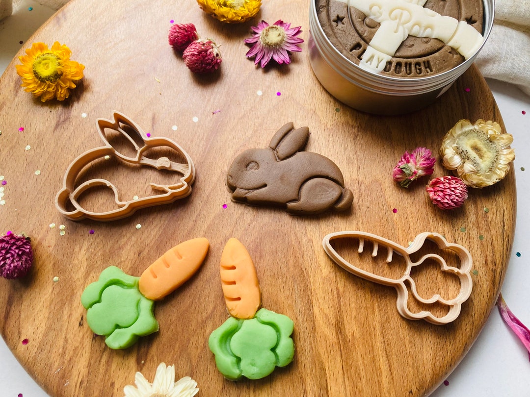 Easter Bunny Eco Play Dough Cutter Set// Plastic Free Cookie, Cutters ...
