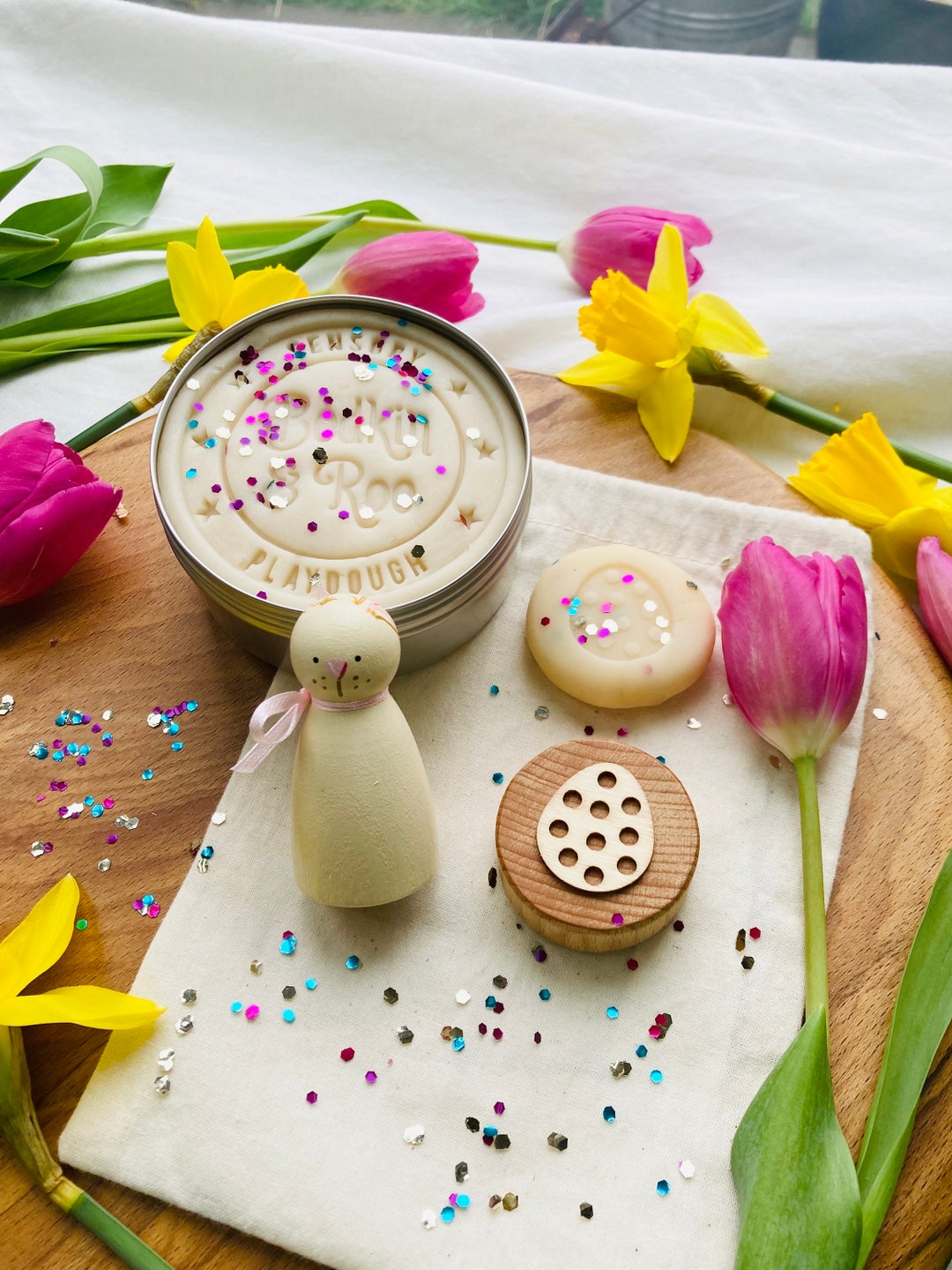 Easter White Chocolate Rabbit Peg Doll Playdough Kit//easter Basket ...