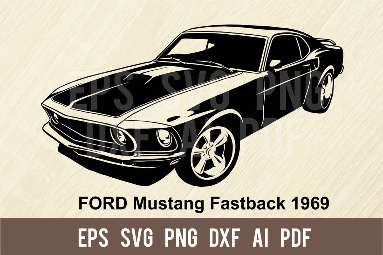 FORD Mustang Fastback 1969 SVG Muscle Car Stencil Sport | Etsy