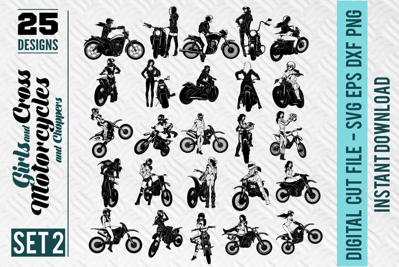 Girls Motorcycles Svg Bundle Biker Girl Svg Biker Chick Svg Etsy