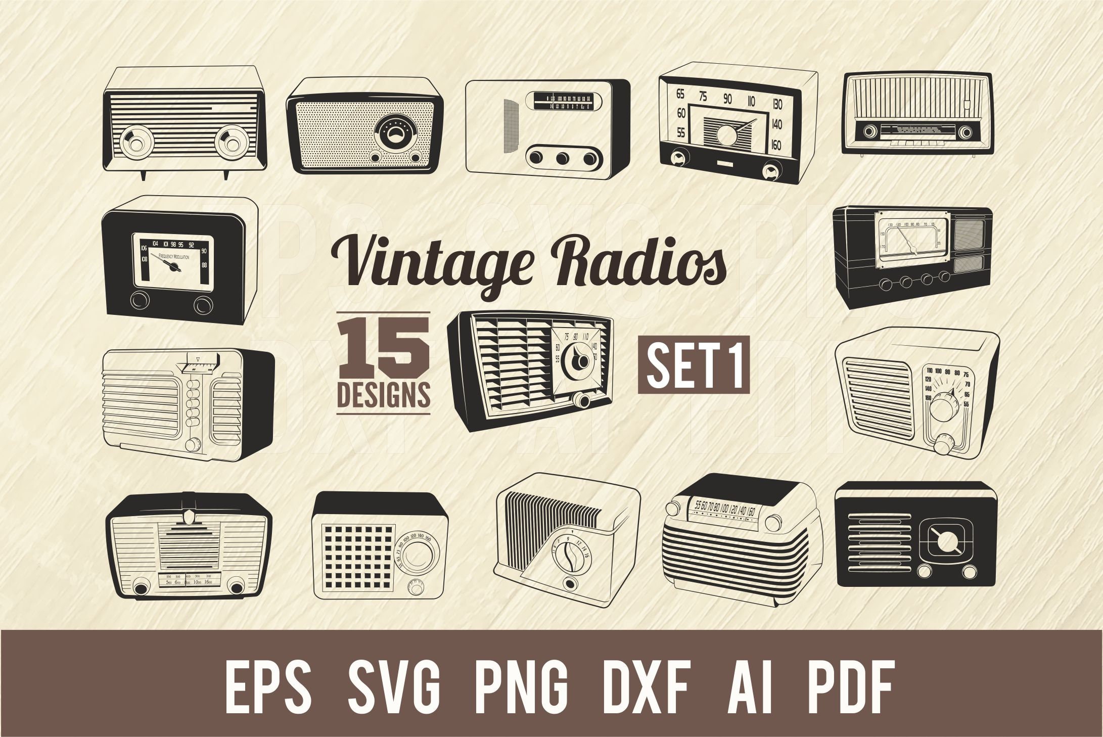 Png Eps Pdf Svg Illustration Vintage Radios SVG Bundle 15 designs Old ...