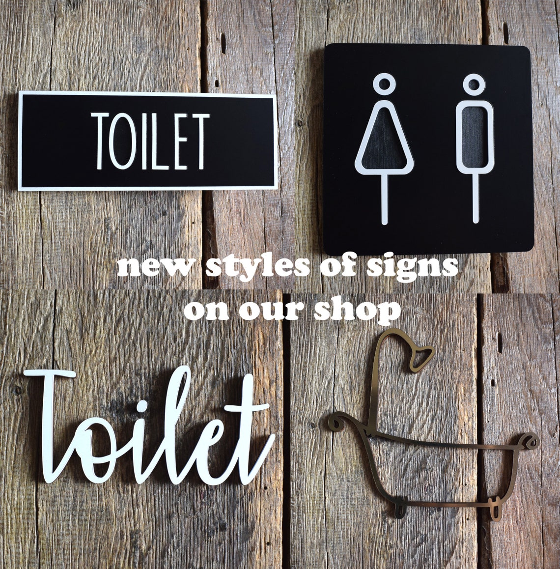 Unisex Toilet Door Sign WC Sign Restroom Door Sign Toilet | Etsy