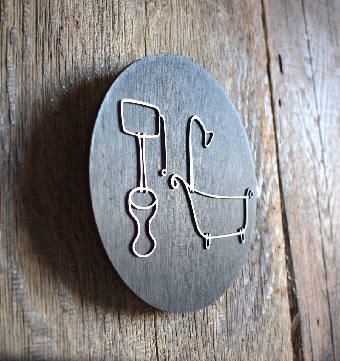 Unisex Wood Bathroom Sign, Toilet Door Plaque - Etsy