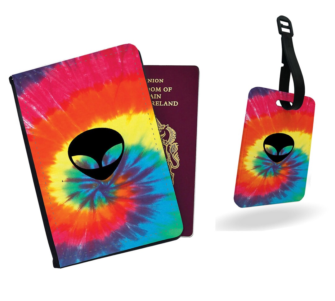 Personalized Alien Tie Dye Passport Cover & Luggage Tag Set - Etsy