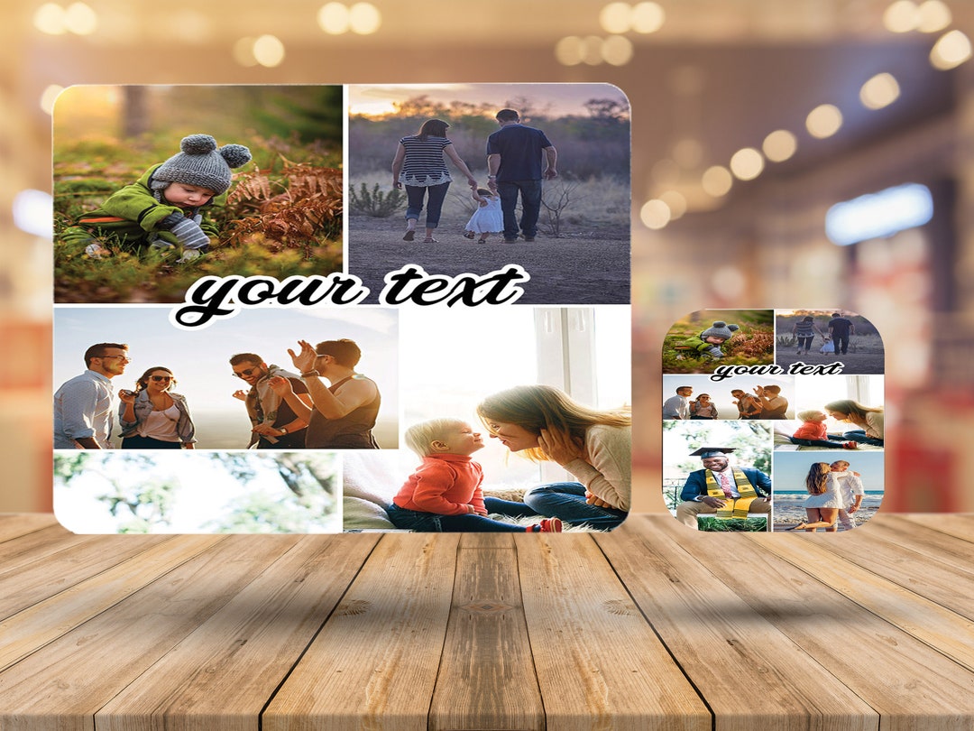 Custom Photo Collage High Gloss Table Mat, Square Placement and Coffee ...
