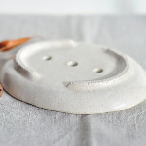 Ceramic Handpainted Soap Dish, Clay Soap Dish, White Stoneware Sponge ...