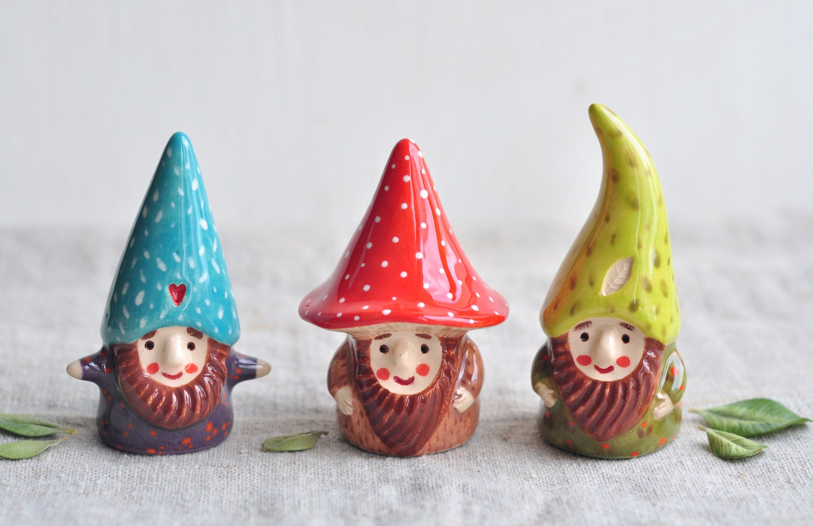 Set of three ceramic gnomes Cute Sculpture Pottery | Etsy