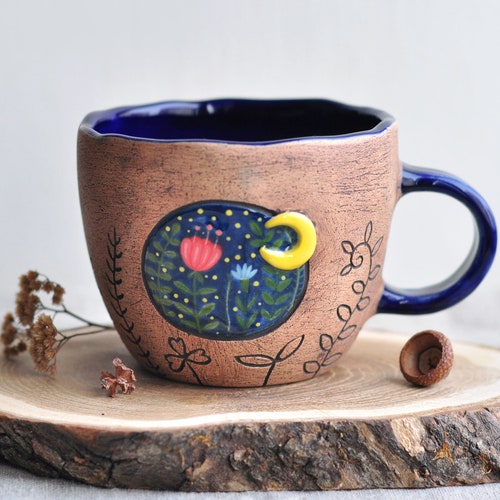 Blue Moon Cup Pottery Coffee Cup Handmade Ceramic Tea Mug | Etsy