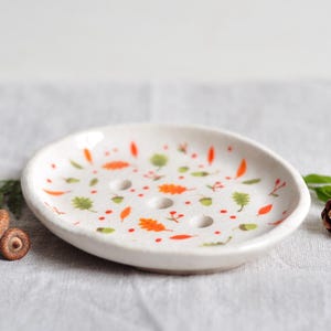 Handmade Ceramic Soap Dish: Autumn Leaves Pottery Sponge Holder - Etsy