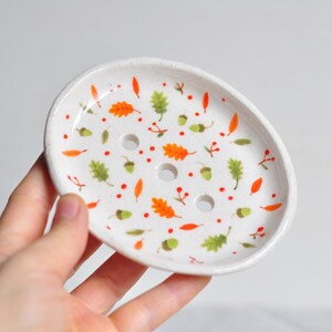 Handmade Ceramic Soap Dish: Autumn Leaves Pottery Sponge Holder - Etsy