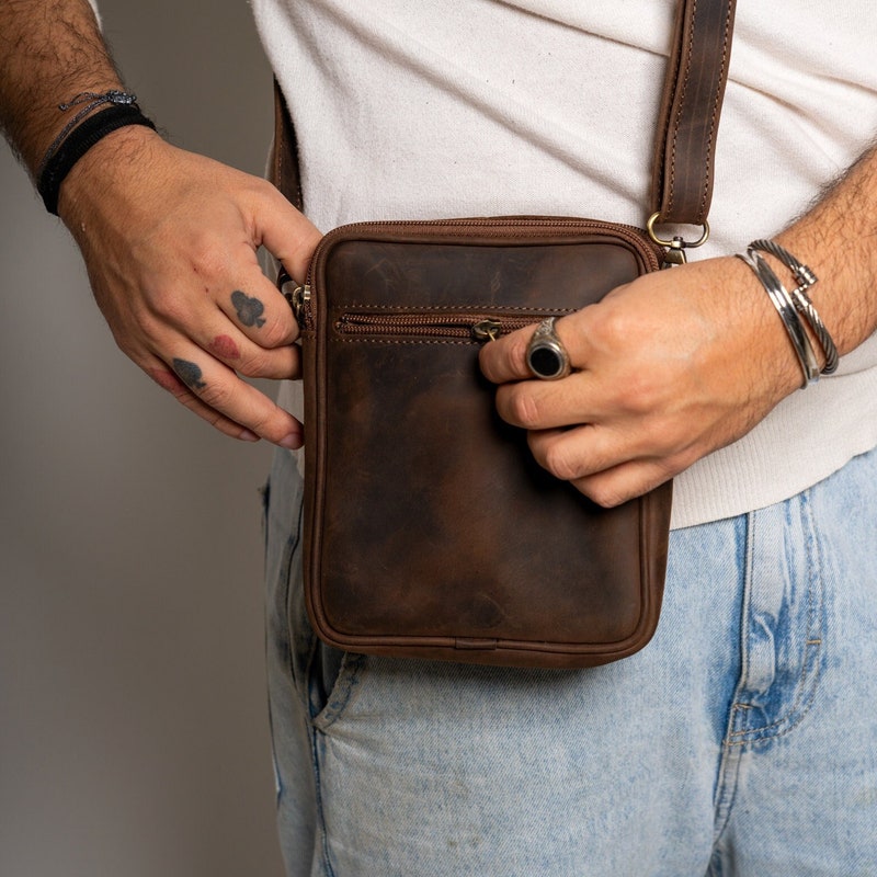 Leather Cross Body Mens Bag - Etsy