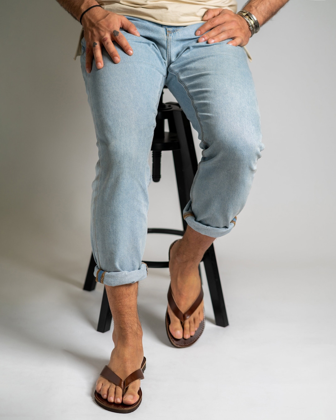 Leather Sandals Men, Flip Flop Leather Sandals, Greek Leather Barefoot ...