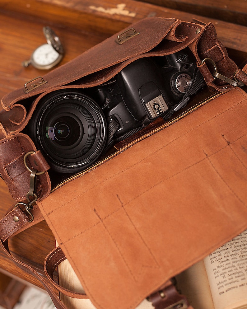 Handmade Leather Camera Bag: Vintage DSLR Crossbody Travel Bag - Etsy